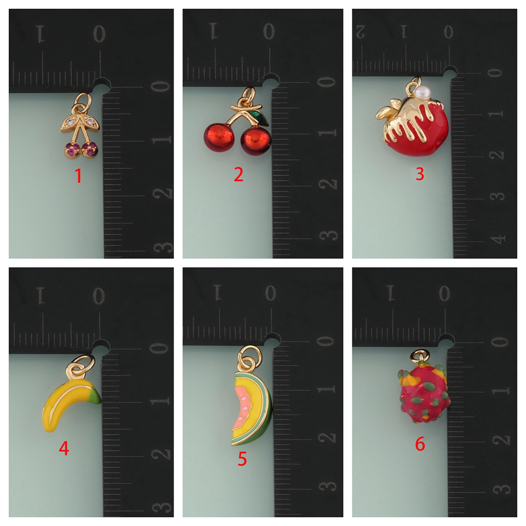 1pcs 18K Gold Filled Enamel Fruit Pendant Charm for DIY Jewelry Finding ...
