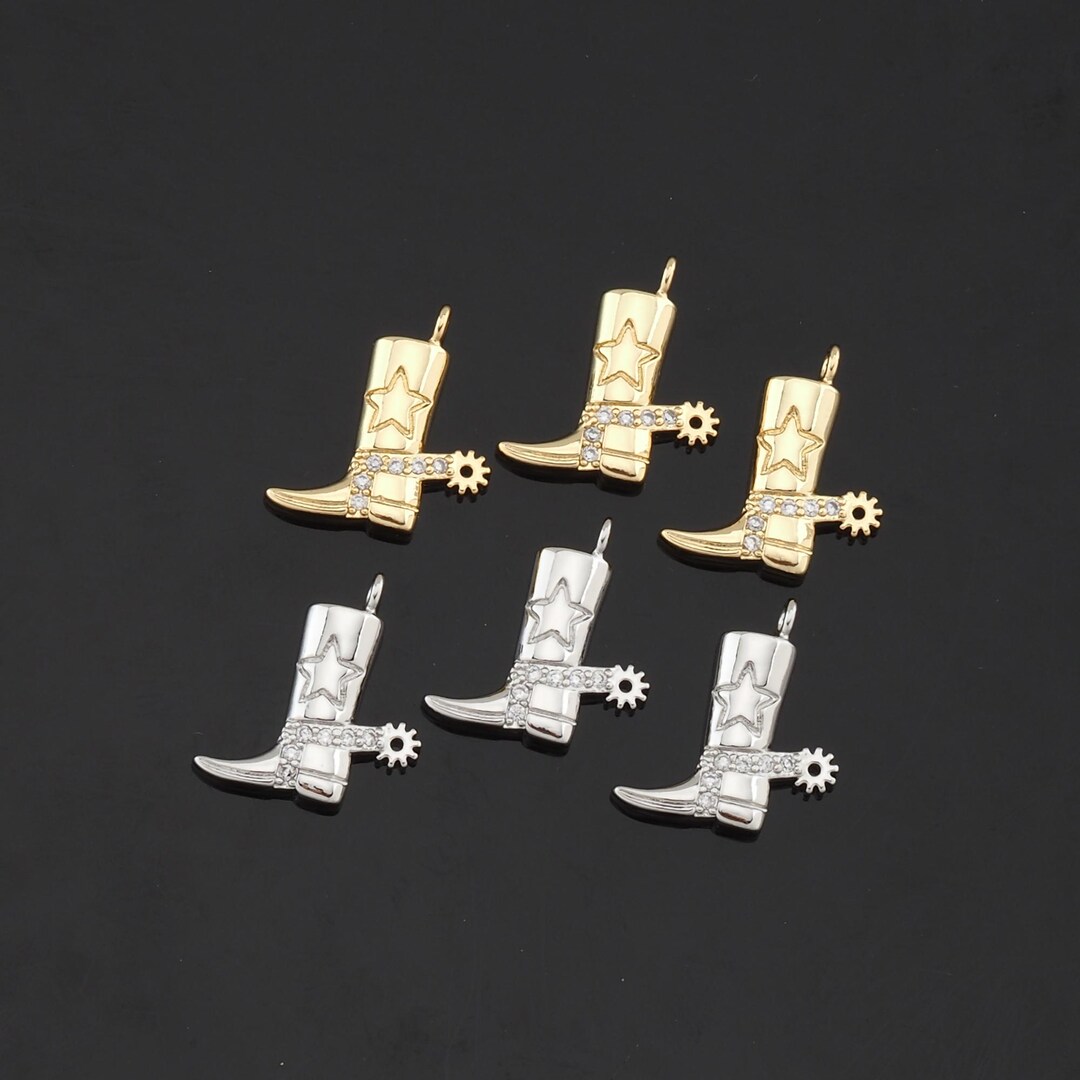 1pcs 18K Gold Filled Shoe Boots Pendant Cowboy Shoes Charm for DIY ...