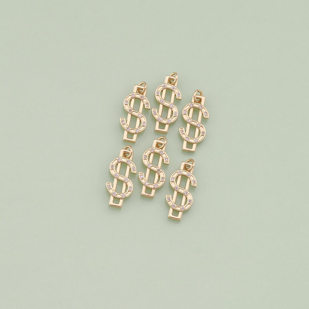 1pcs 18K Gold Filled Dollar Money Sign Pendant Money Charm for DIY ...