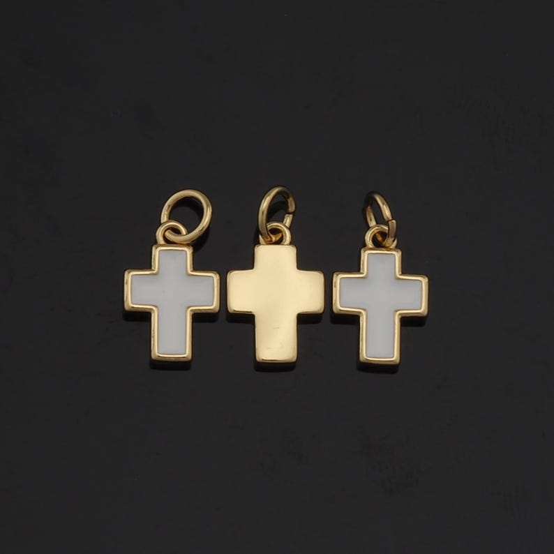 1pcs 18K Gold Filled Enamel Cross Pendant Cross Charm for DIY Jewelry ...