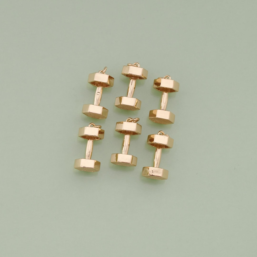 18K Gold Filled Barbell Pendant Dumbbell Charm for DIY Jewelry Finding ...