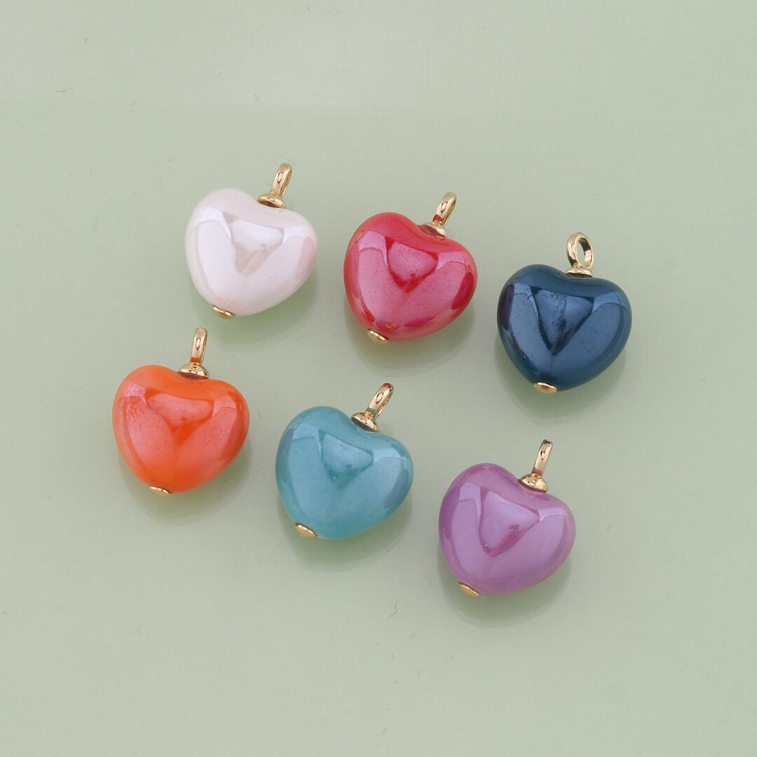 1pcs Heart Ceramic Pendant Colorful Ceramic Charm for DIY Jewelry ...