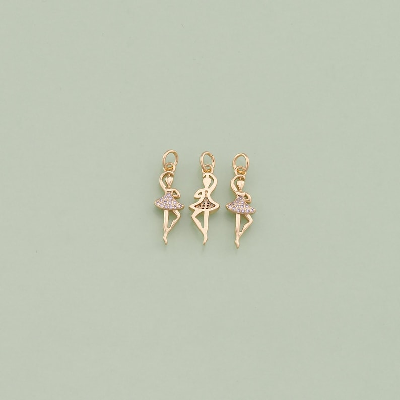 1pcs 18K Gold Filled Dance Pendant Ballet Charm for DIY Jewelry Finding ...