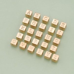 18K Gold Filled Cube Letter Pendant Initial Charm for DIY Jewelry ...