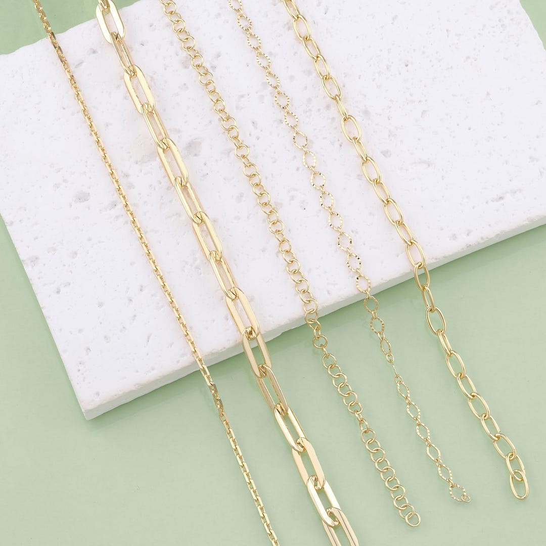 1 Meter 18K Gold Filled Rectangle Oval Chain Necklace,thin Link Chain ...