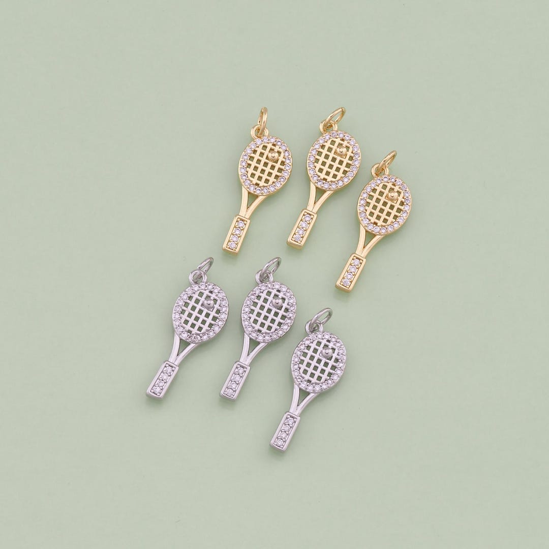 1pcs 18K Gold Filled Tennis Racket Pendant Tennis Racket Charm for DIY ...