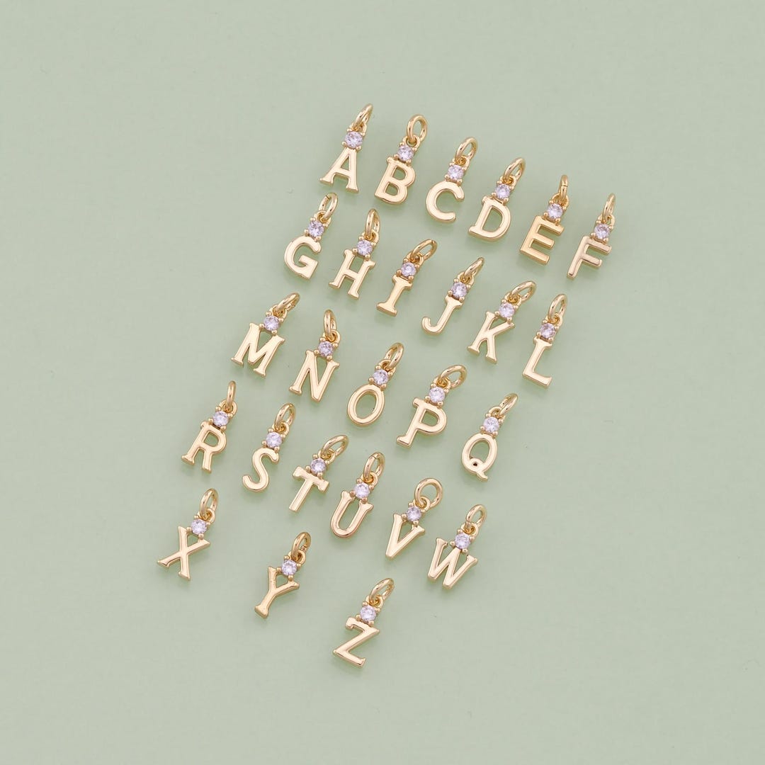 18K Gold Filled Mini Letter Pendant Initial Charm for DIY Jewelry ...