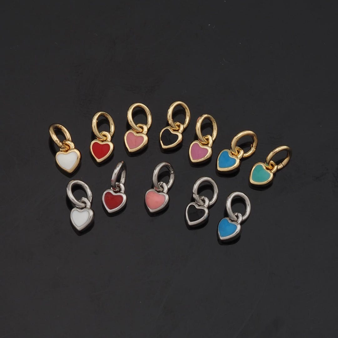 1pcs 18K Gold Filled Mini Enamel Heart Pendant Charm for DIY Jewelry ...