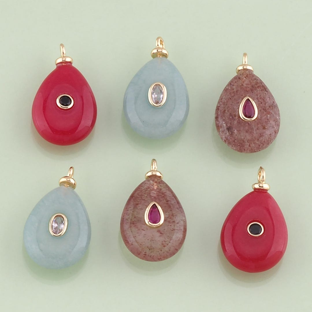 1pcs 18K Gold Filled Natural Stone Pendant Natural Stone Charm for DIY ...