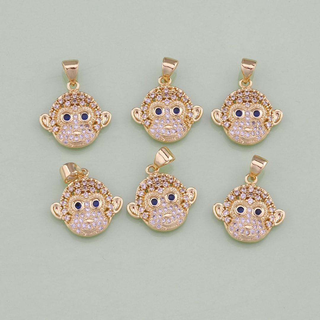 1pcs 18K Gold Filled Monkey Pendant CZ Monkey Animal Charm for DIY ...