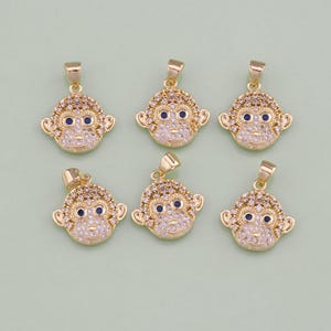 1pcs 18K Gold Filled Monkey Pendant CZ Monkey Animal Charm for DIY ...