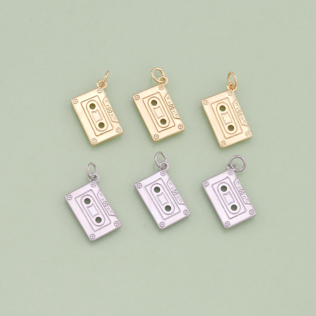 1pcs 18K Gold Filled Cassette Tape Pendant Tape Charm for DIY Jewelry ...