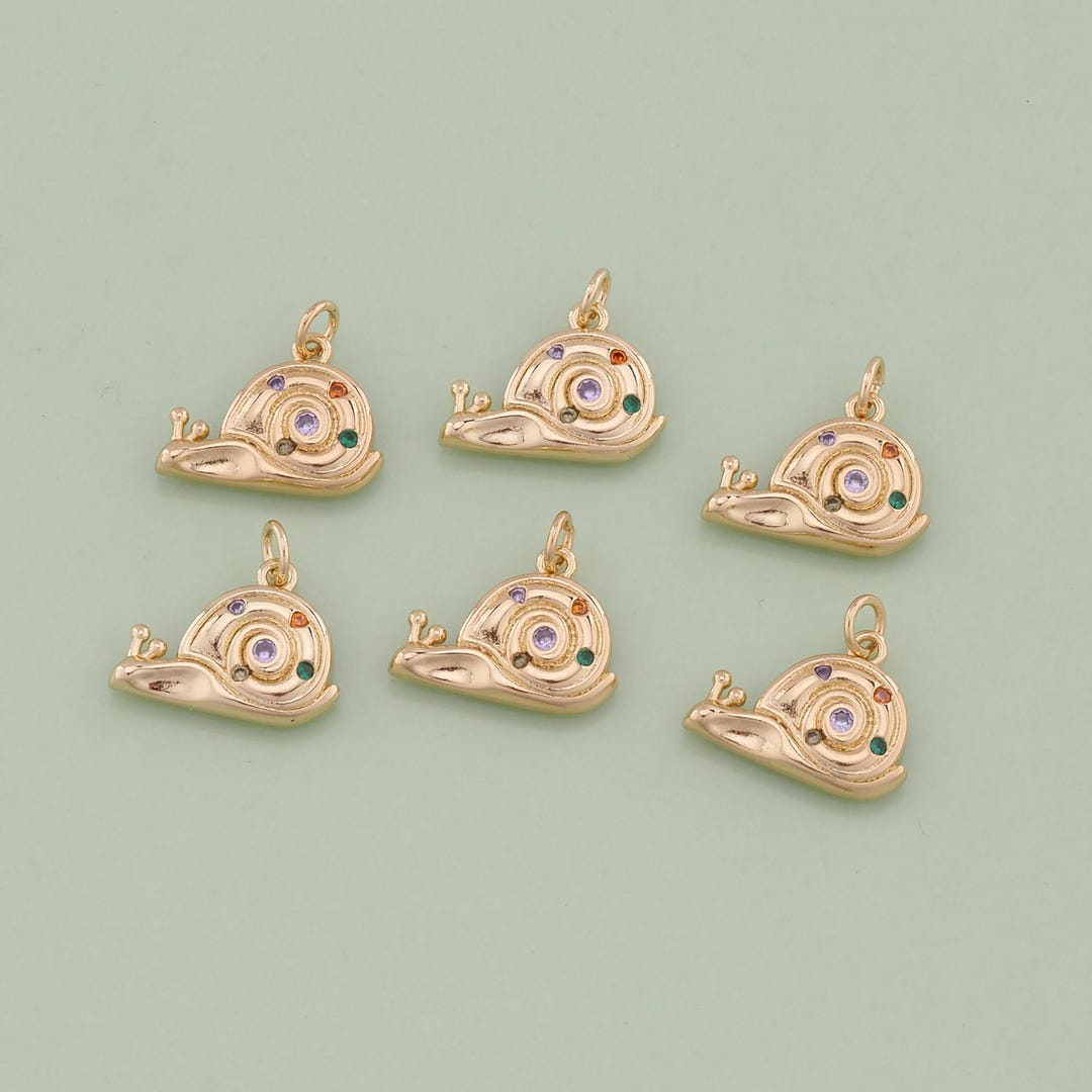 1pcs 18K Gold Filled CZ Snails Pendant Snails Charm for DIY Jewelry ...