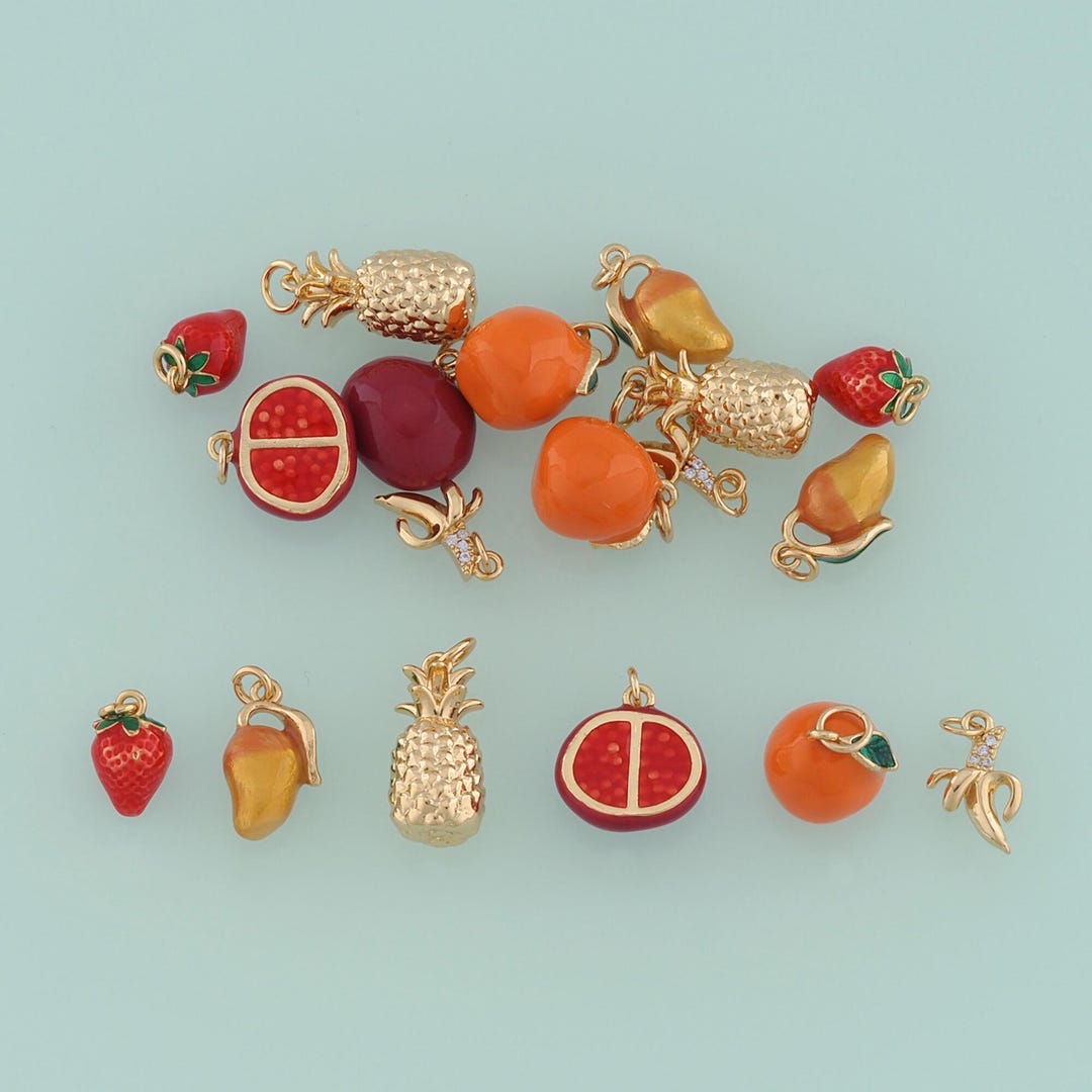 1pcs 18K Gold Filled Enamel Fruit Pendant Charm for DIY Jewelry Finding ...