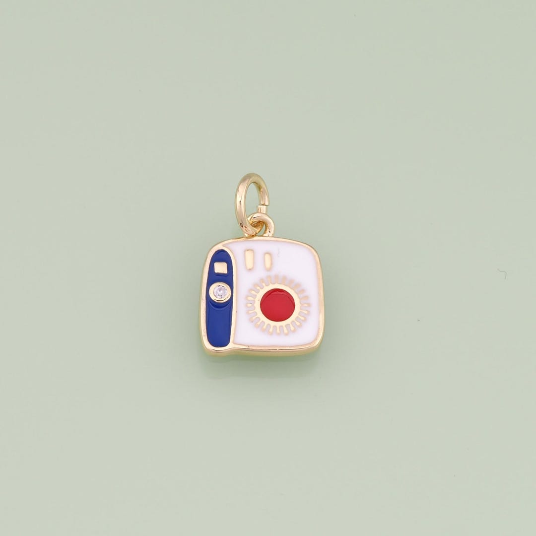 1pcs 18K Gold Filled Enamel Camera Pendant Camera Charm for DIY Jewelry ...