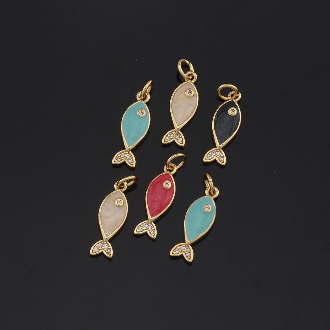 18K Gold Filled Jesus Fish Pendant Charm for DIY Jewelry Finding ...