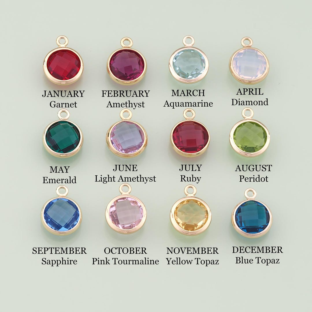 1pcs 18K Gold Filled Birthstone Pendant Month Charm for DIY Jewelry ...