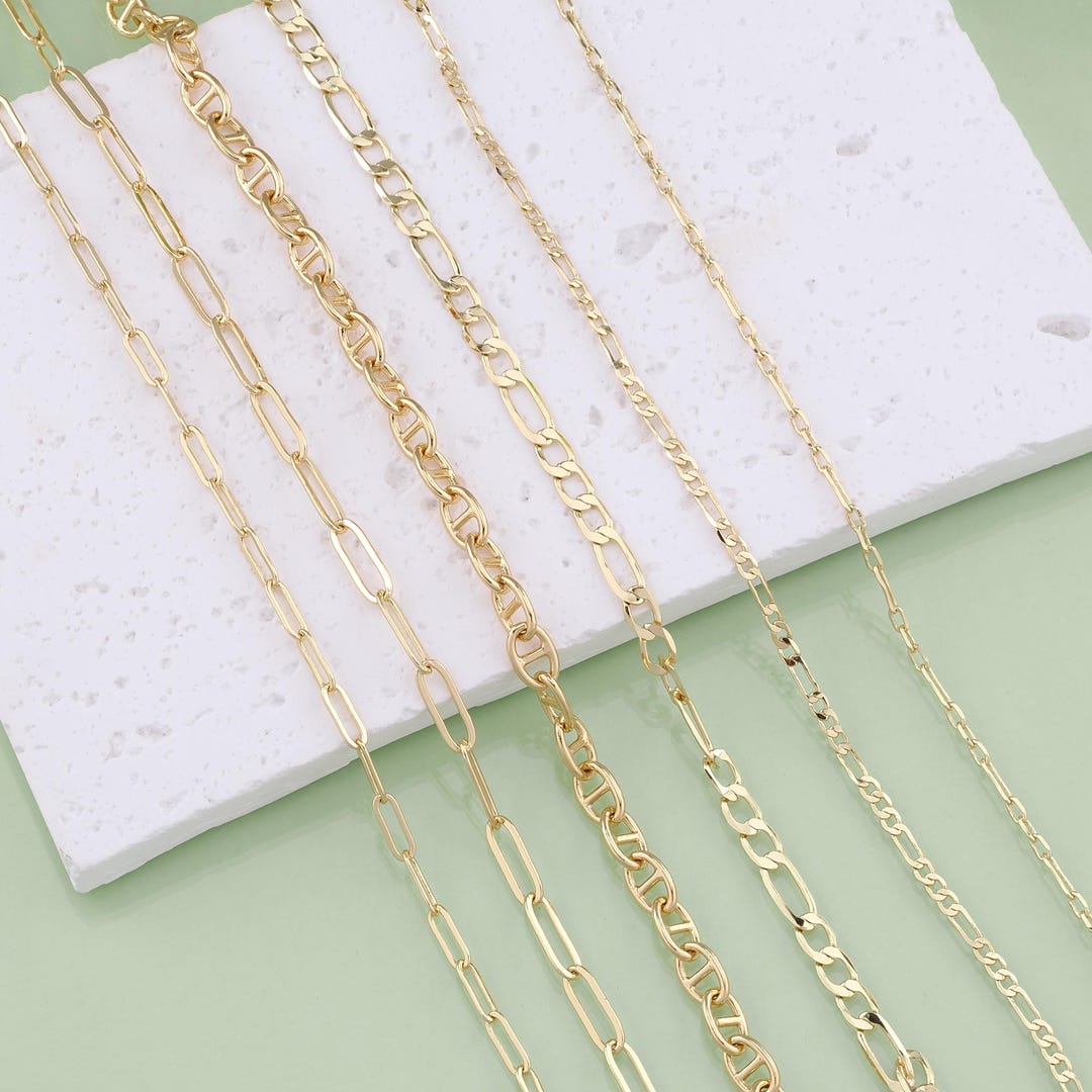 1 Meter 18K Gold Filled Rectangle Oval Chain Necklace,thin Link Chain ...