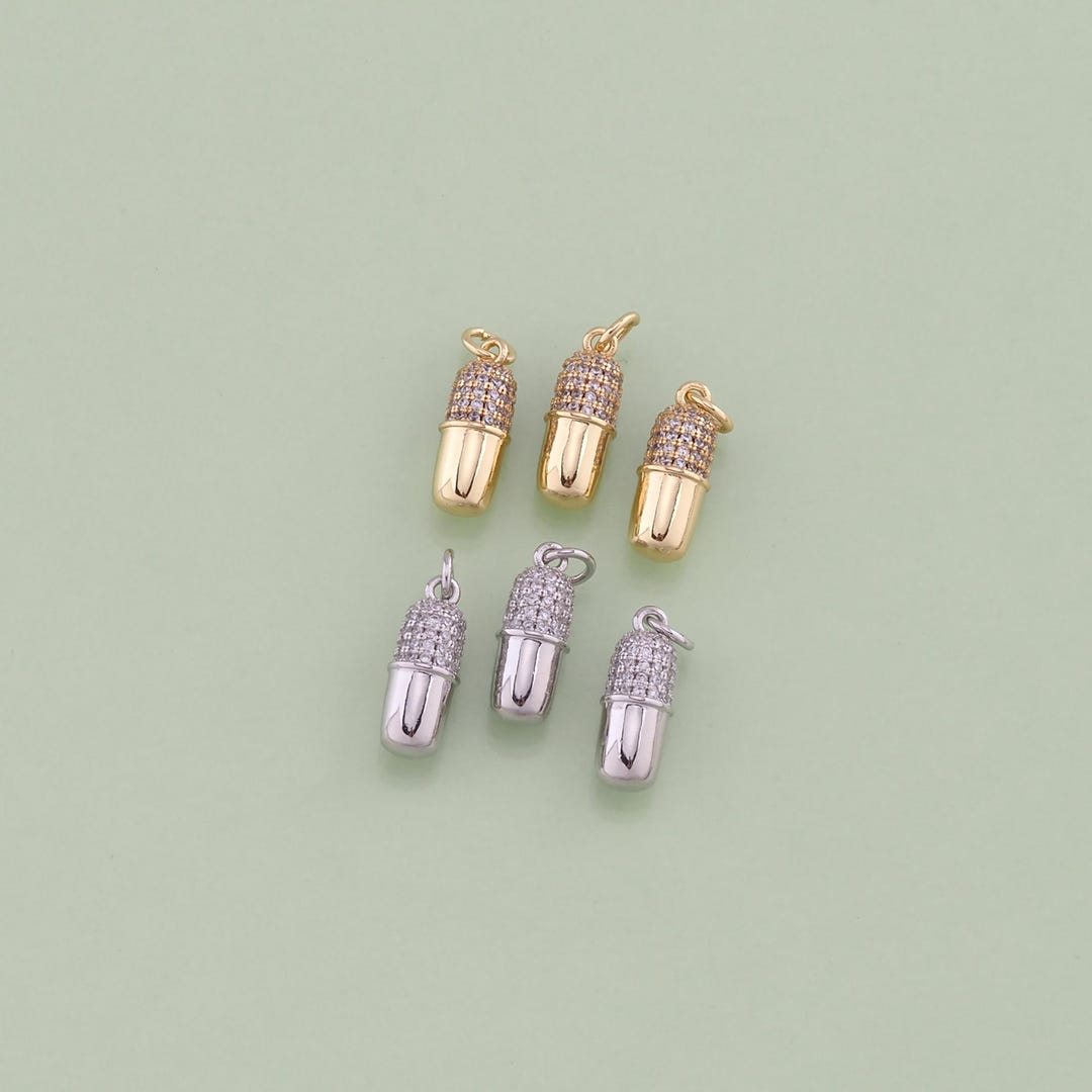 1pcs 18K Gold Filled CZ Capsule Pendant Capsule Charm for DIY Jewelry ...