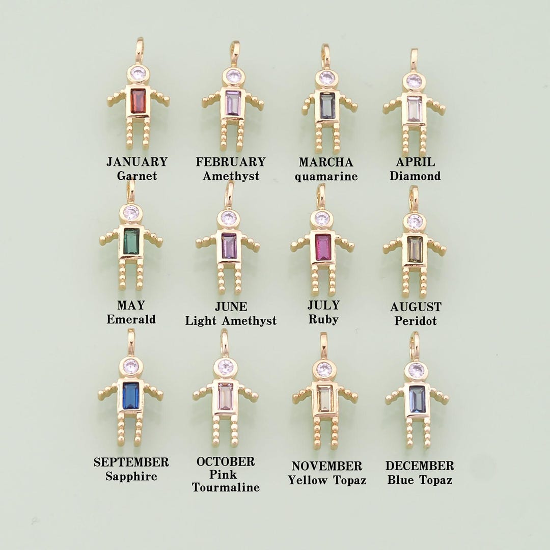 1pcs 18K Gold Filled Birthstone Pendant Month Charm for DIY Jewelry ...
