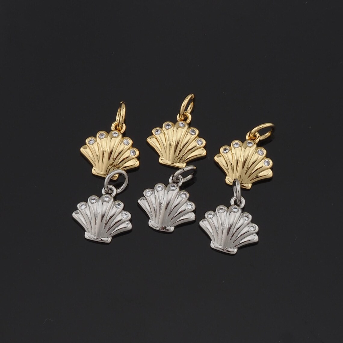 18K Gold Filled Tiny Shell Pendant Ocean Charm for DIY Jewelry Finding ...