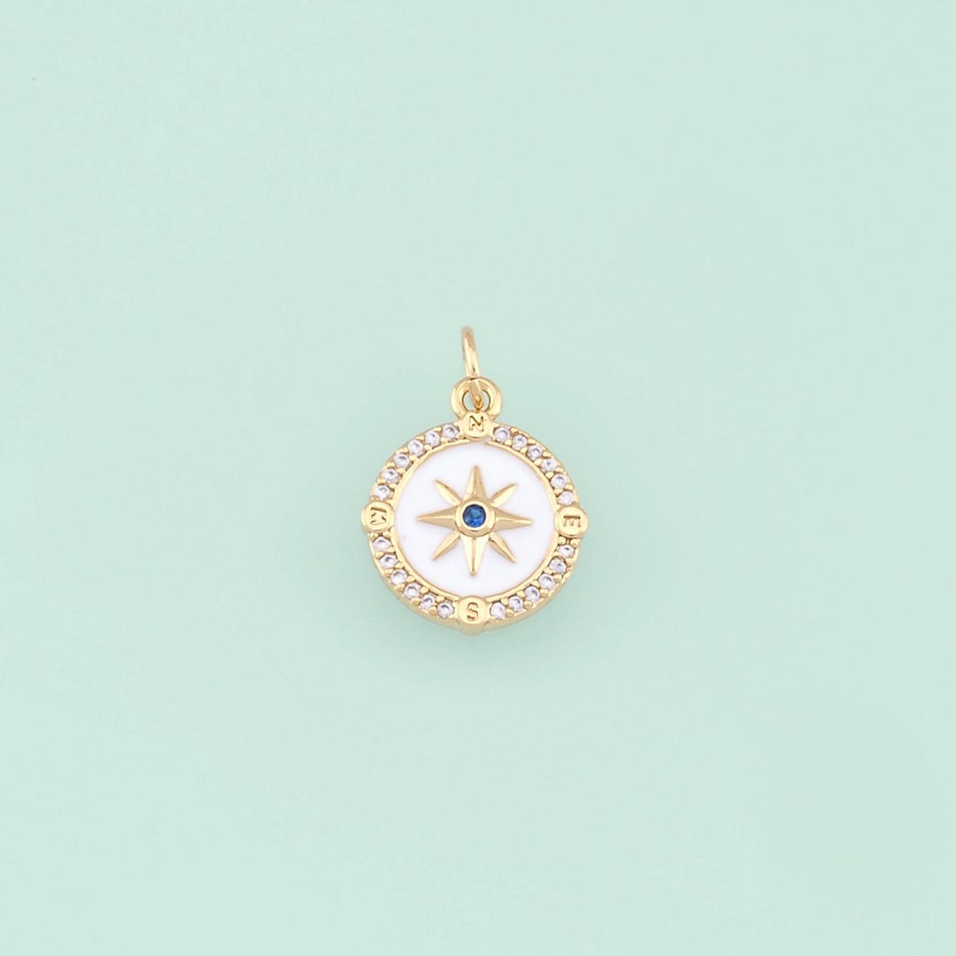 1pcs 18K Gold Filled Enamel Compass Pendant Charm for DIY Jewelry ...