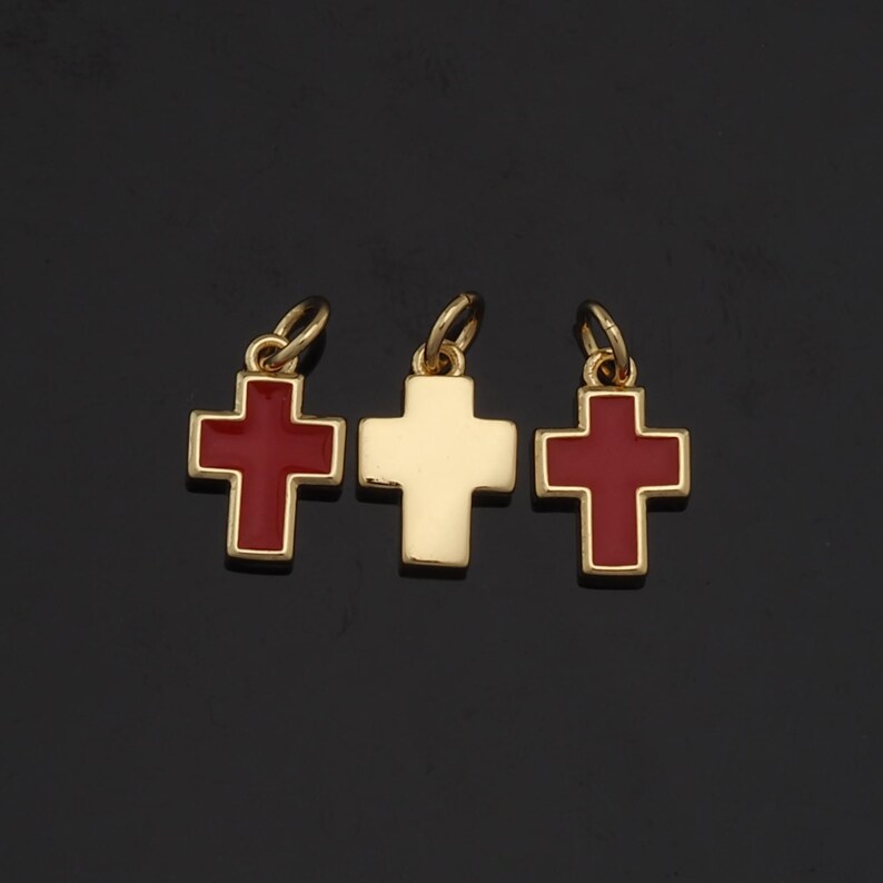 1pcs 18K Gold Filled Enamel Cross Pendant Cross Charm for DIY Jewelry ...
