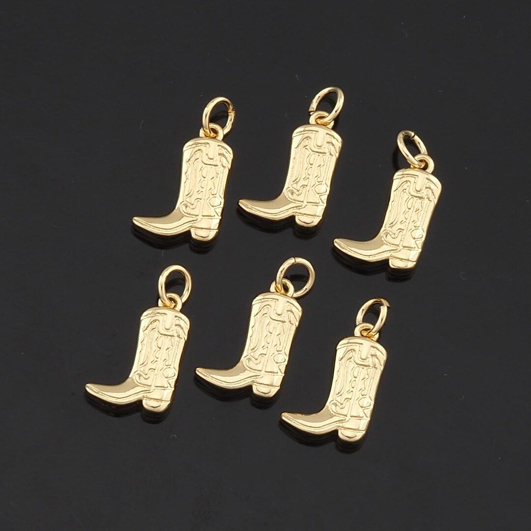 1pcs 18K Gold Filled Cowboy Boots Pendant Cowboy Shoes Charm for DIY ...