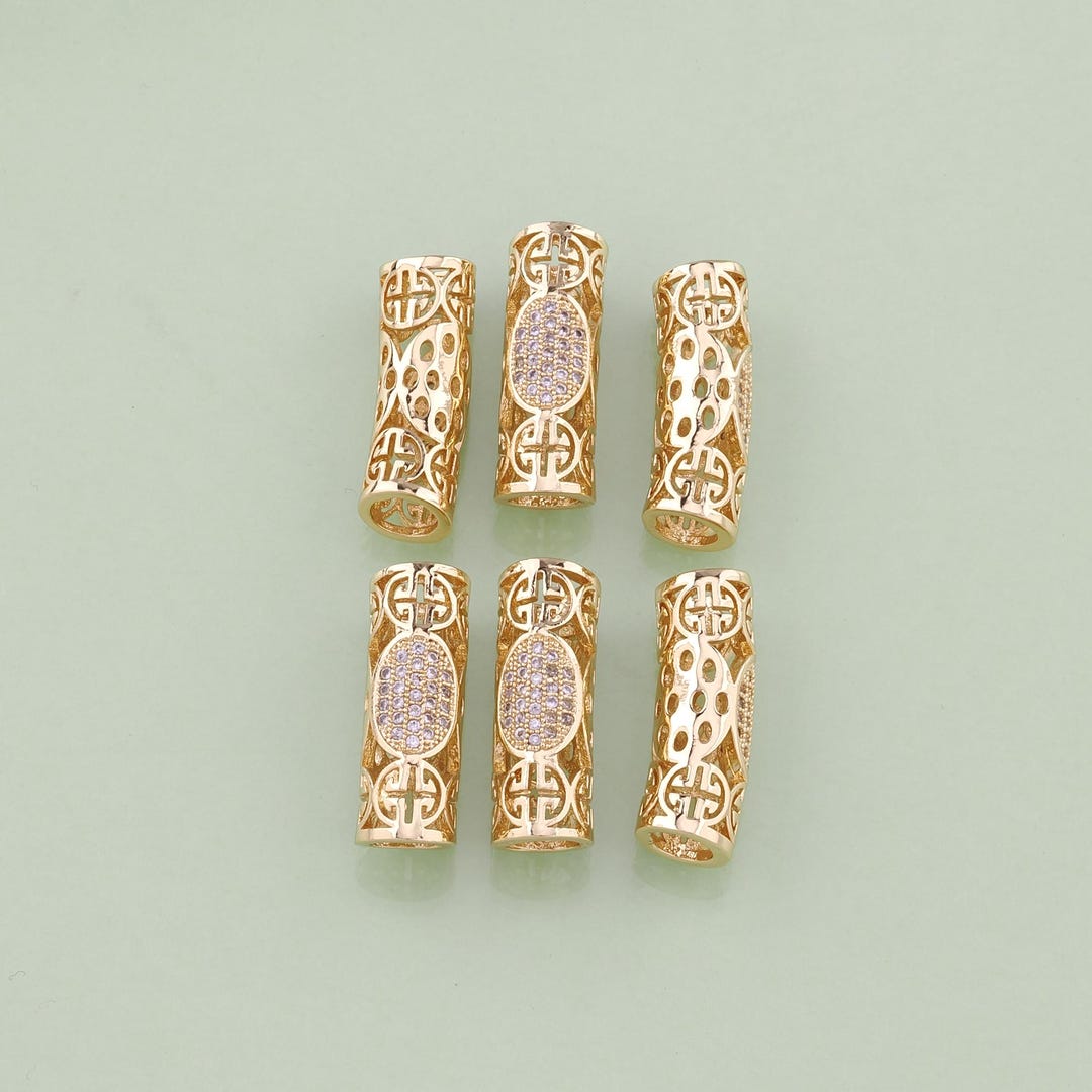 1pcs 18K Gold Filled Barrel Beads Pendant Tube Charm for DIY Jewelry ...