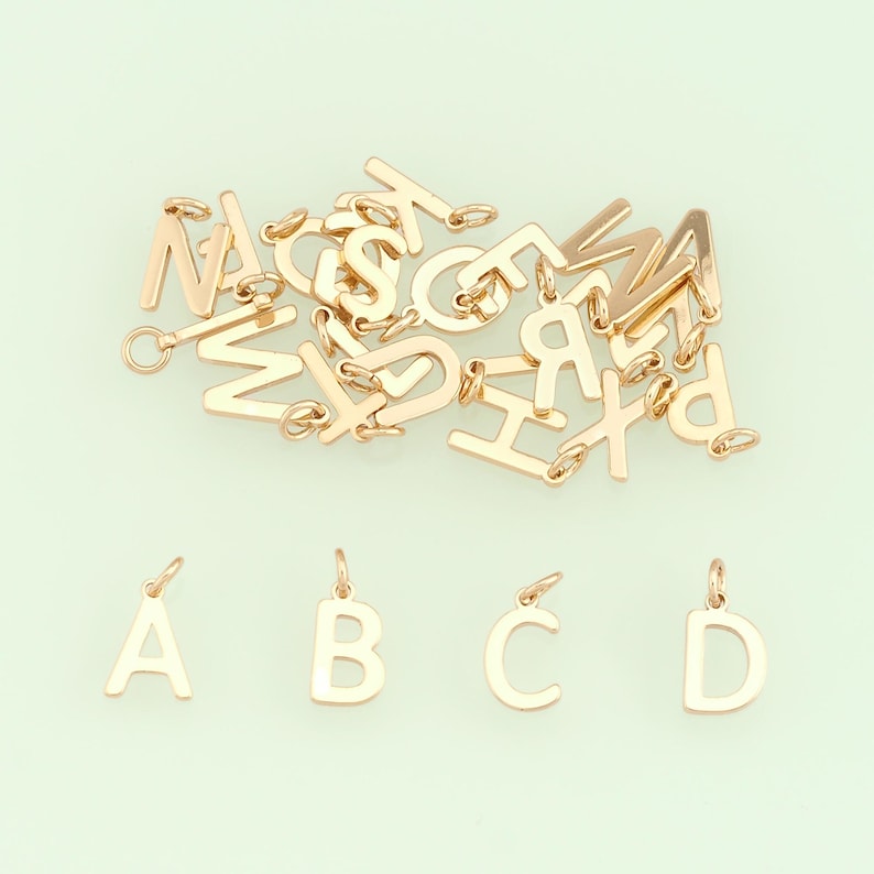 1pcs 18K Gold Filled Heart Letter Pendant Initial Charm for DIY Jewelry ...