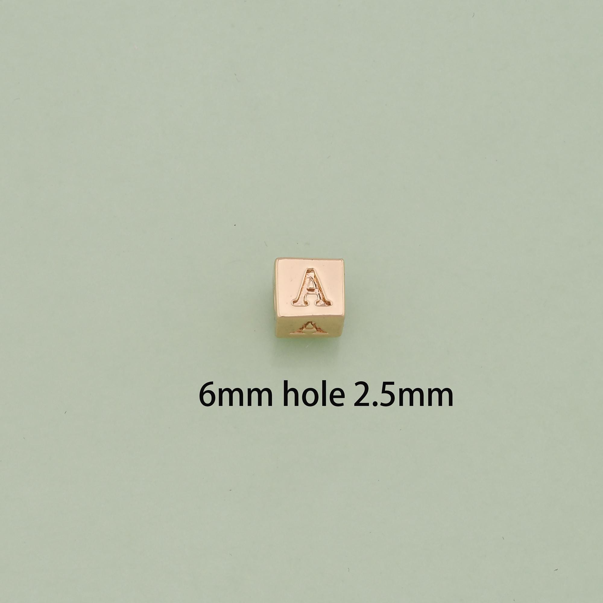 18K Gold Filled Cube Letter Pendant Initial Charm for DIY Jewelry ...