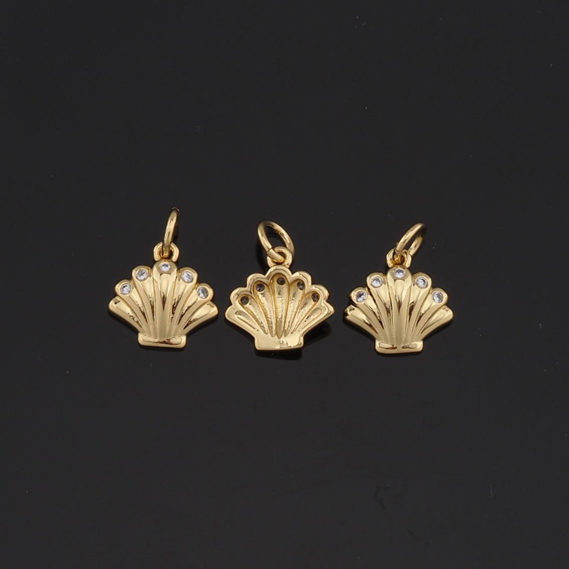 18K Gold Filled Tiny Shell Pendant Ocean Charm for DIY Jewelry Finding ...
