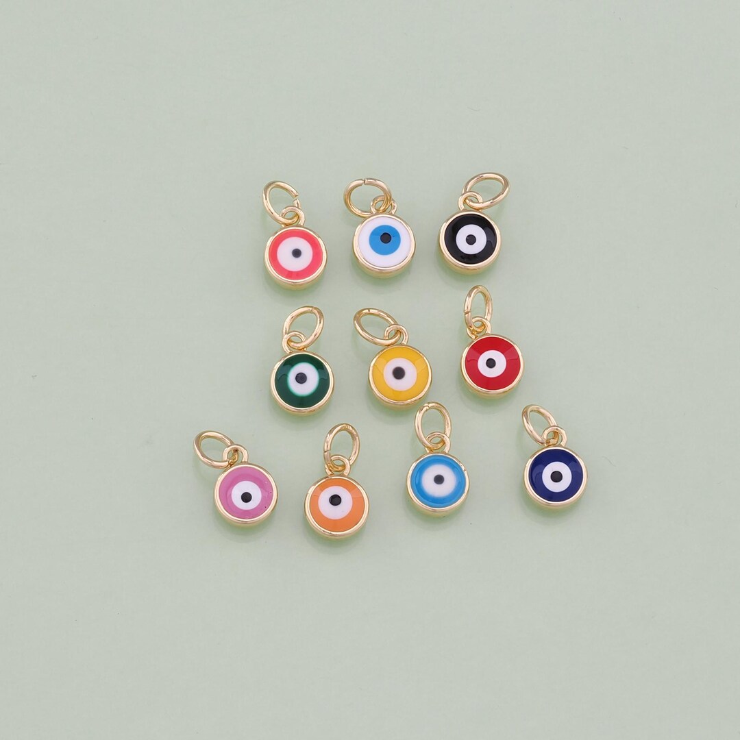 1pcs 18K Gold Filled Enamel Evil Eye Pendant Evil Eye Charm for DIY ...