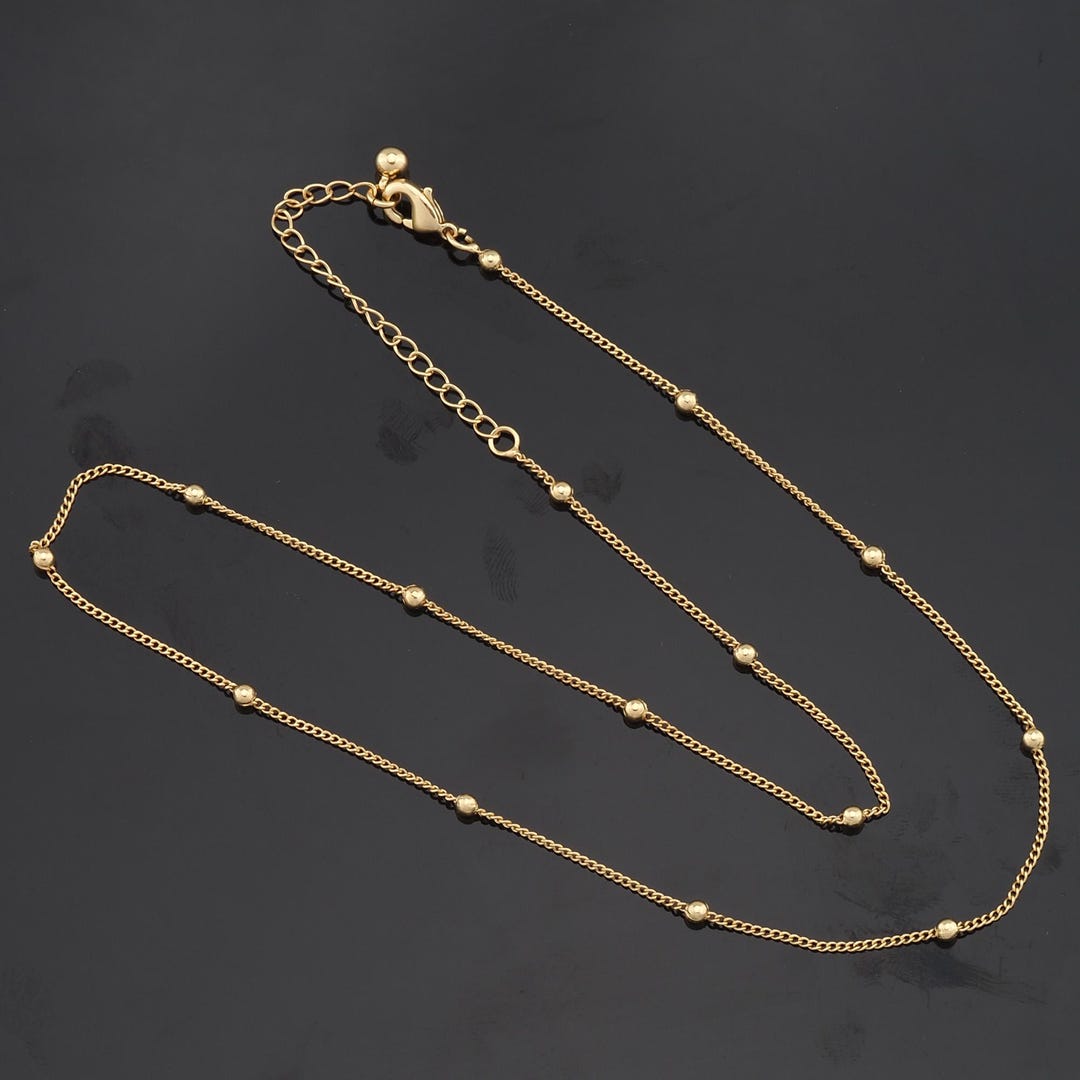18K Gold Filled Beads Ball Chain Necklace,thin Link Chain for DIY ...
