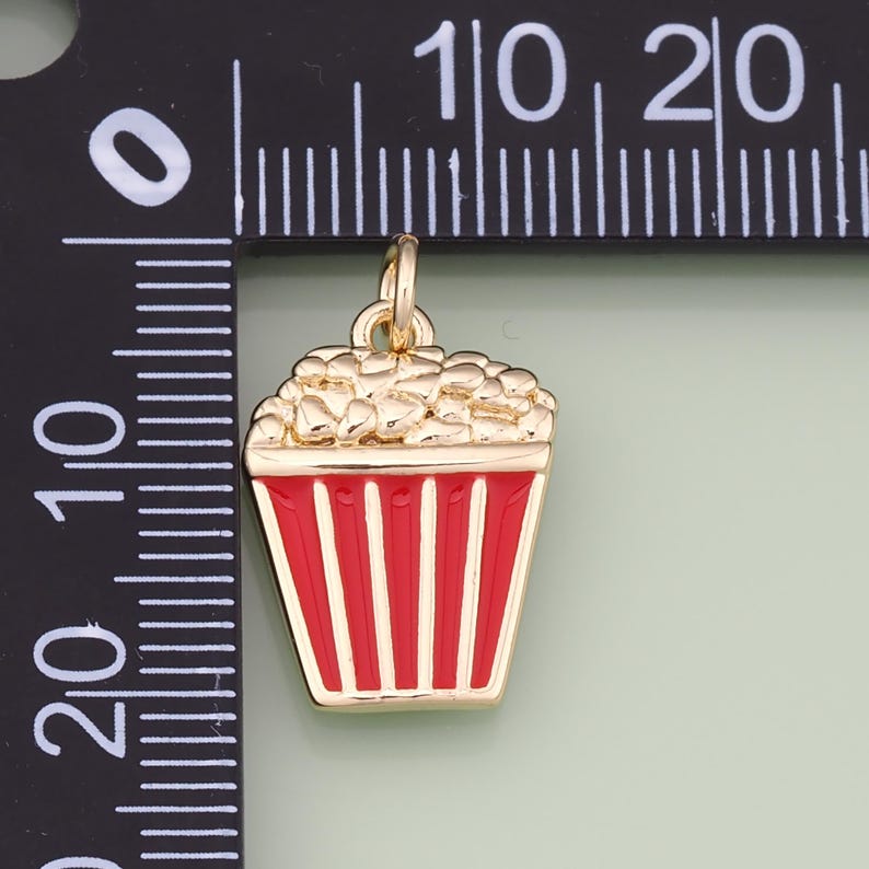 1pcs 18K Gold Filled Enamel Popcorn Pendant Popcorn Charm for DIY ...