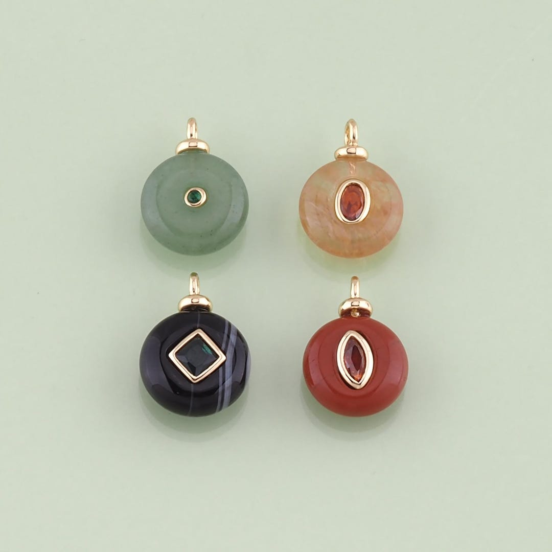 1pcs 18K Gold Filled Natural Stone Pendant Natural Stone Charm for DIY ...