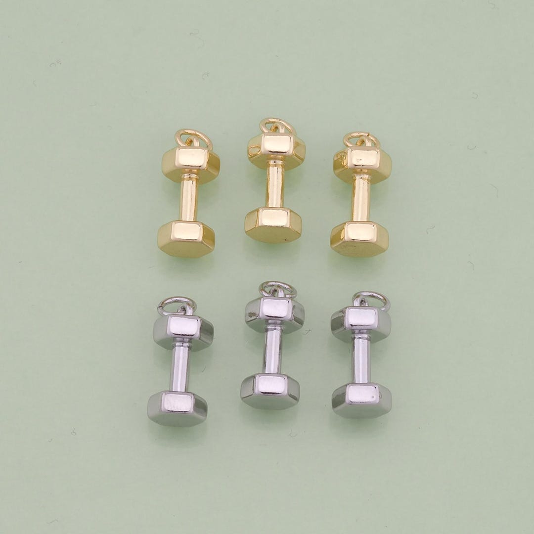18K Gold Filled Barbell Pendant Dumbbell Charm for DIY Jewelry Finding ...