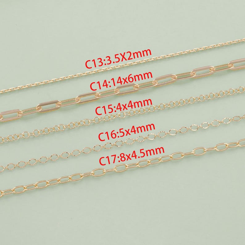 1 Meter 18K Gold Filled Rectangle Oval Chain Necklace,thin Link Chain ...