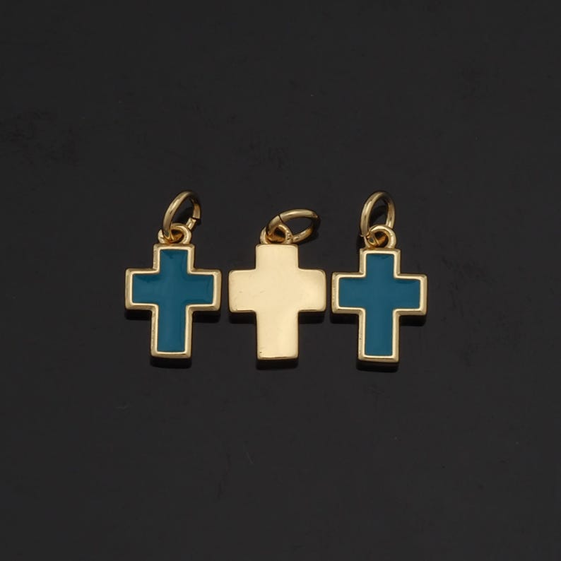 1pcs 18K Gold Filled Enamel Cross Pendant Cross Charm for DIY Jewelry ...