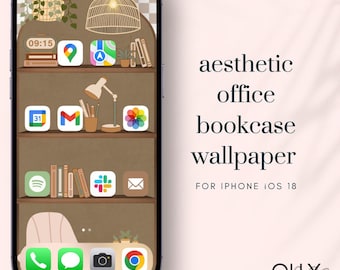 Library Bookcase Aesthetic iPhone Wallpaper | Digital Background for ...
