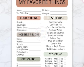 favorite things survey questions