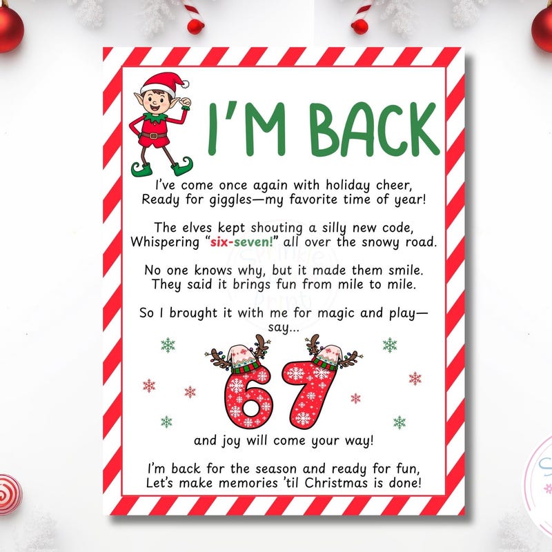 Elf on Shelf 67 Letter - Etsy