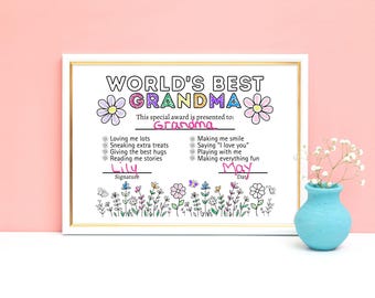 Mothers Day Craft Grandma Gift From Grandkid Best Grandma Certificate ...