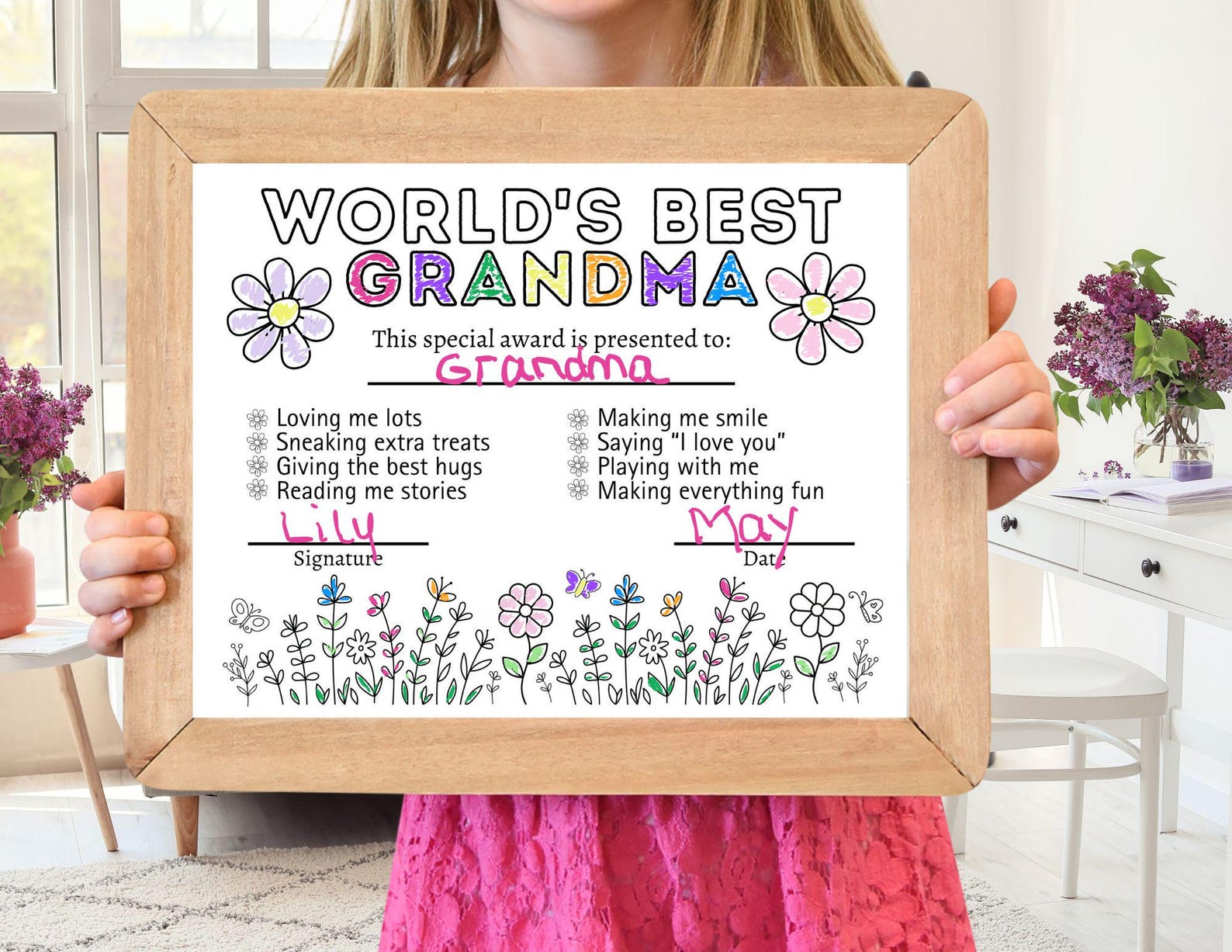 Mothers Day Craft Grandma Gift From Grandkid Best Grandma Certificate ...