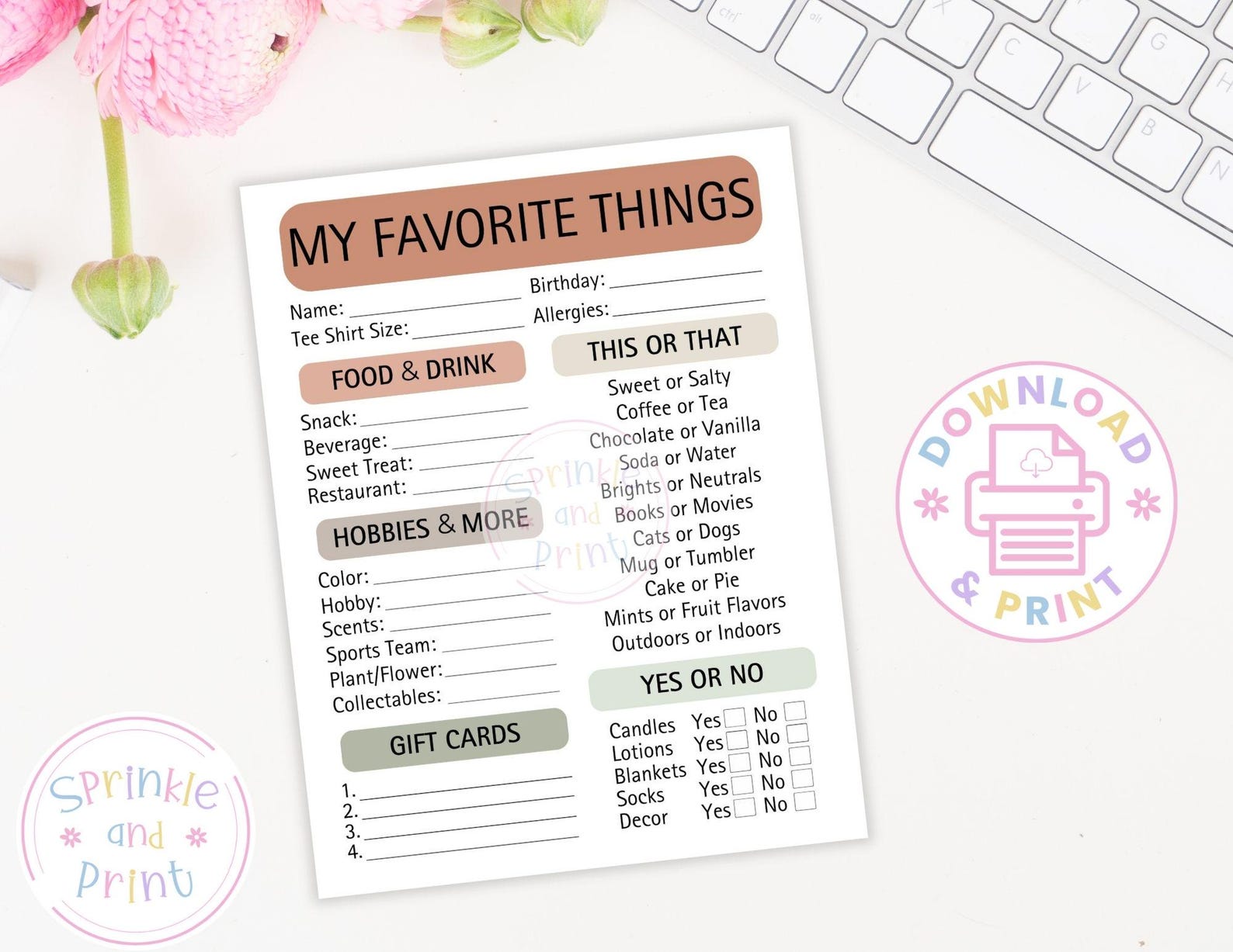 Employee Favorites List Getting to Know You Printable My Favorite ...