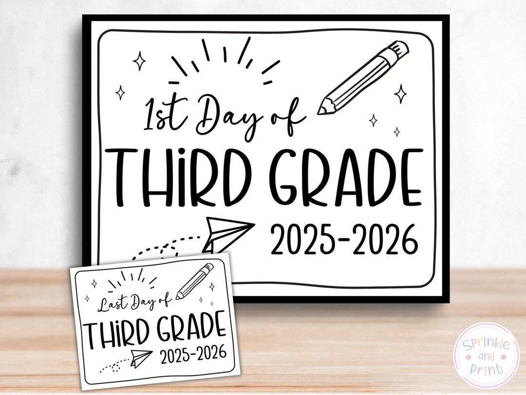 First Day of School Sign Printable Third Grade Printable Back to School ...