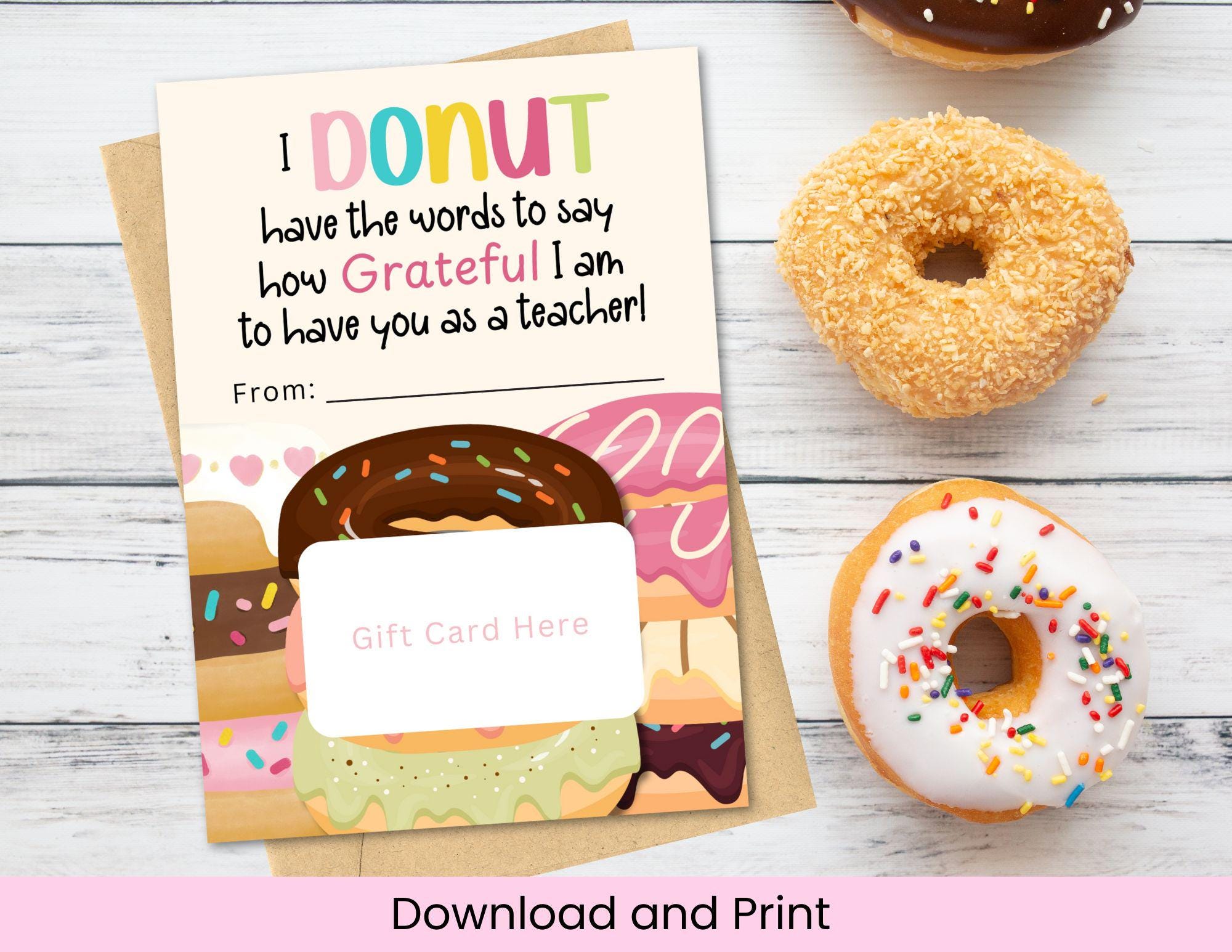 Teacher Thank You Gift Card Holder, Teacher Appreciation Week Donut ...