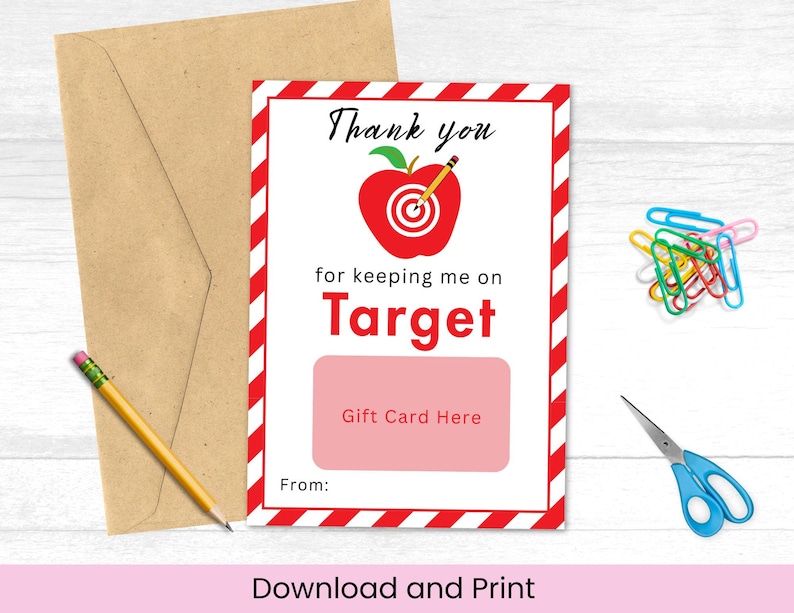 Teacher Thank You Gift Card Holder, Teacher Appreciation Week Target ...
