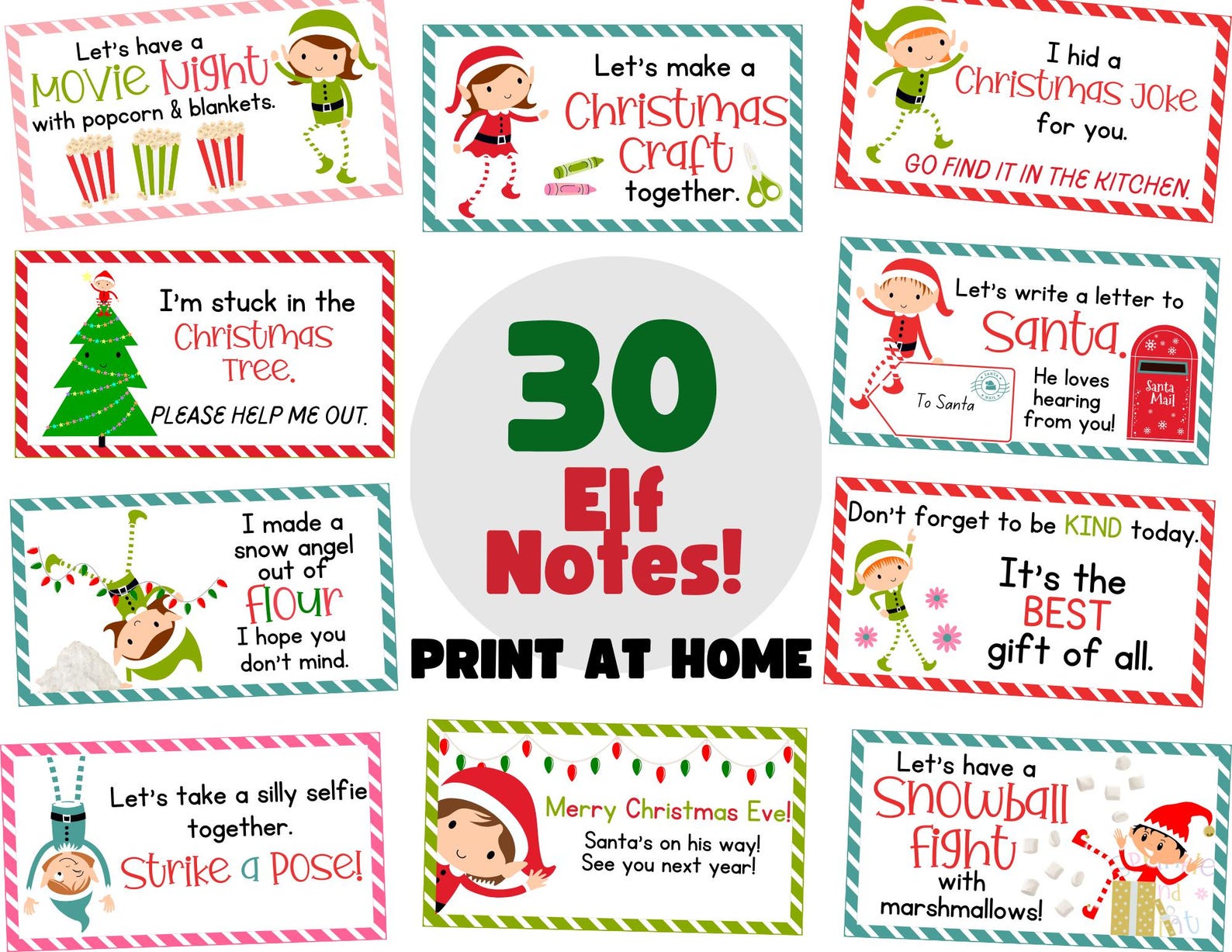 Printable Elf Notes From Elf Note Cards Elf Letter Message, Digital ...
