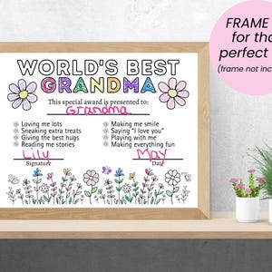 Mothers Day Craft Grandma Gift From Grandkid Best Grandma Certificate ...